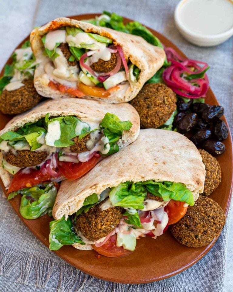 Falafel Pita Sandwich - Six Hungry Feet