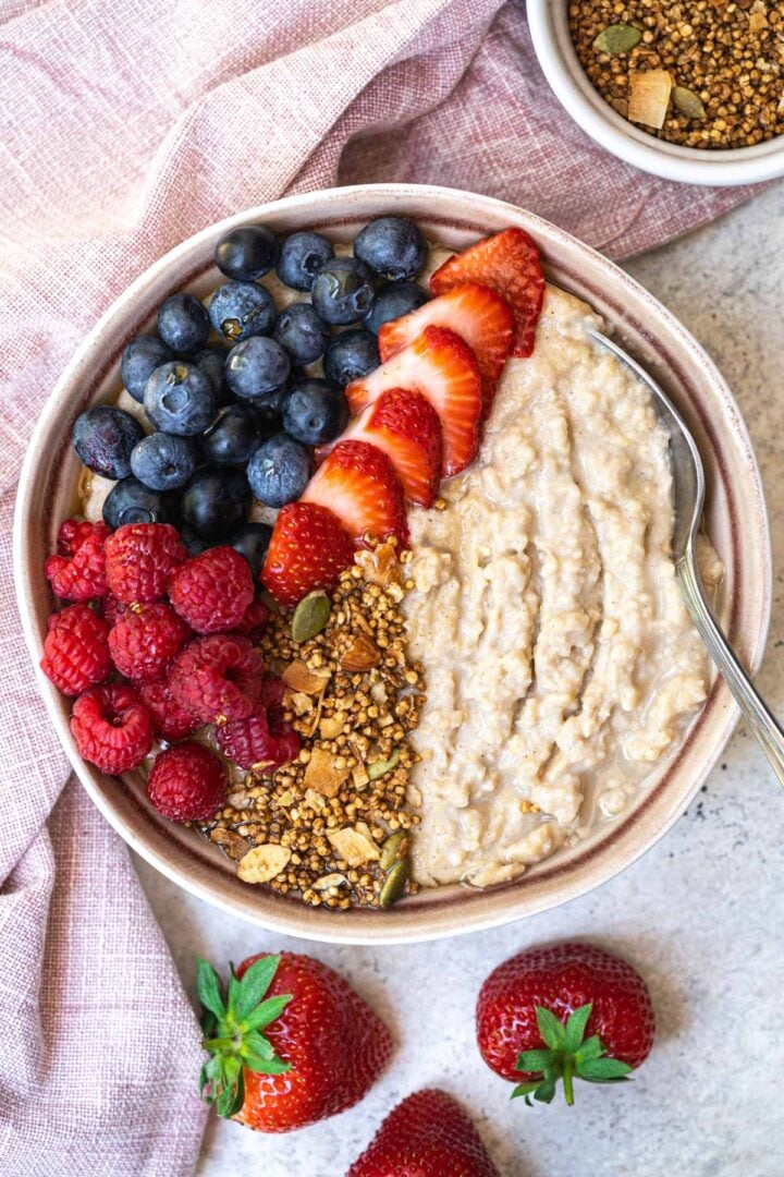 Creamy Millet Porridge with Fruit - Six Hungry Feet