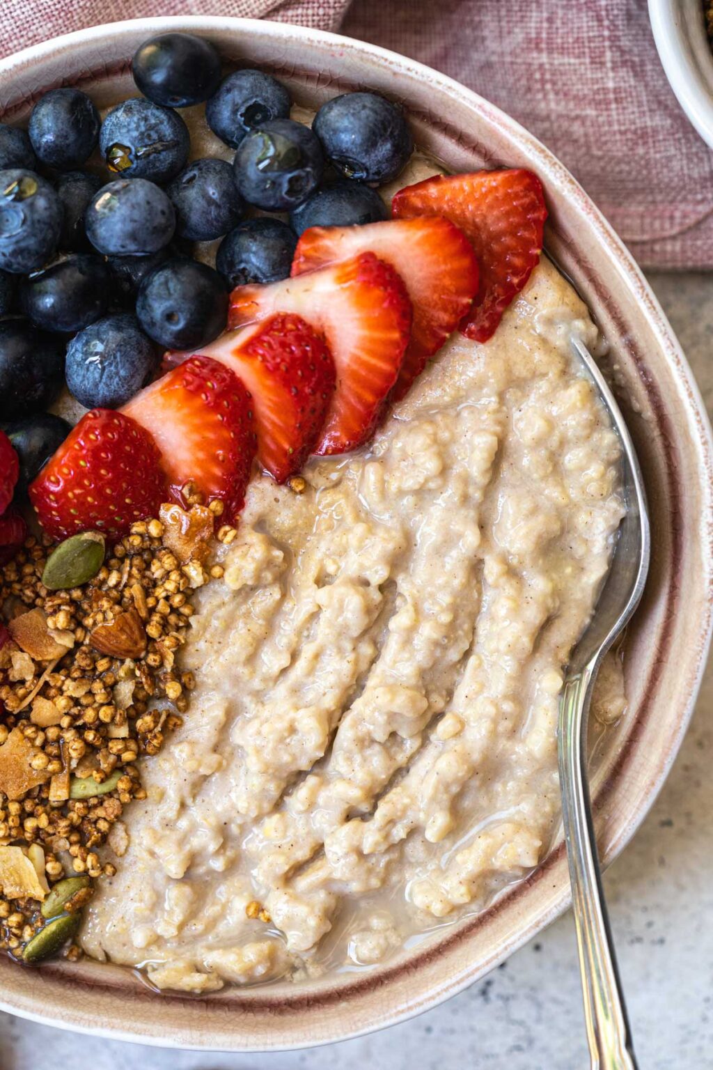 Creamy Millet Porridge with Fruit - Six Hungry Feet