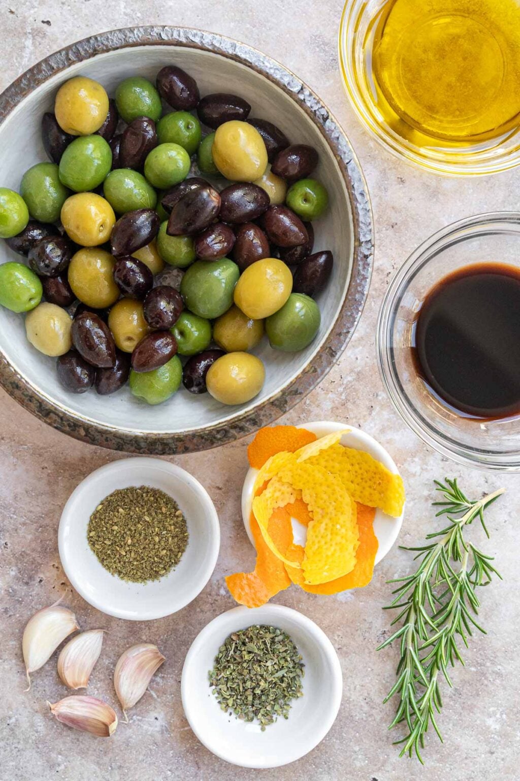 Mediterranean Marinated Olives - Six Hungry Feet