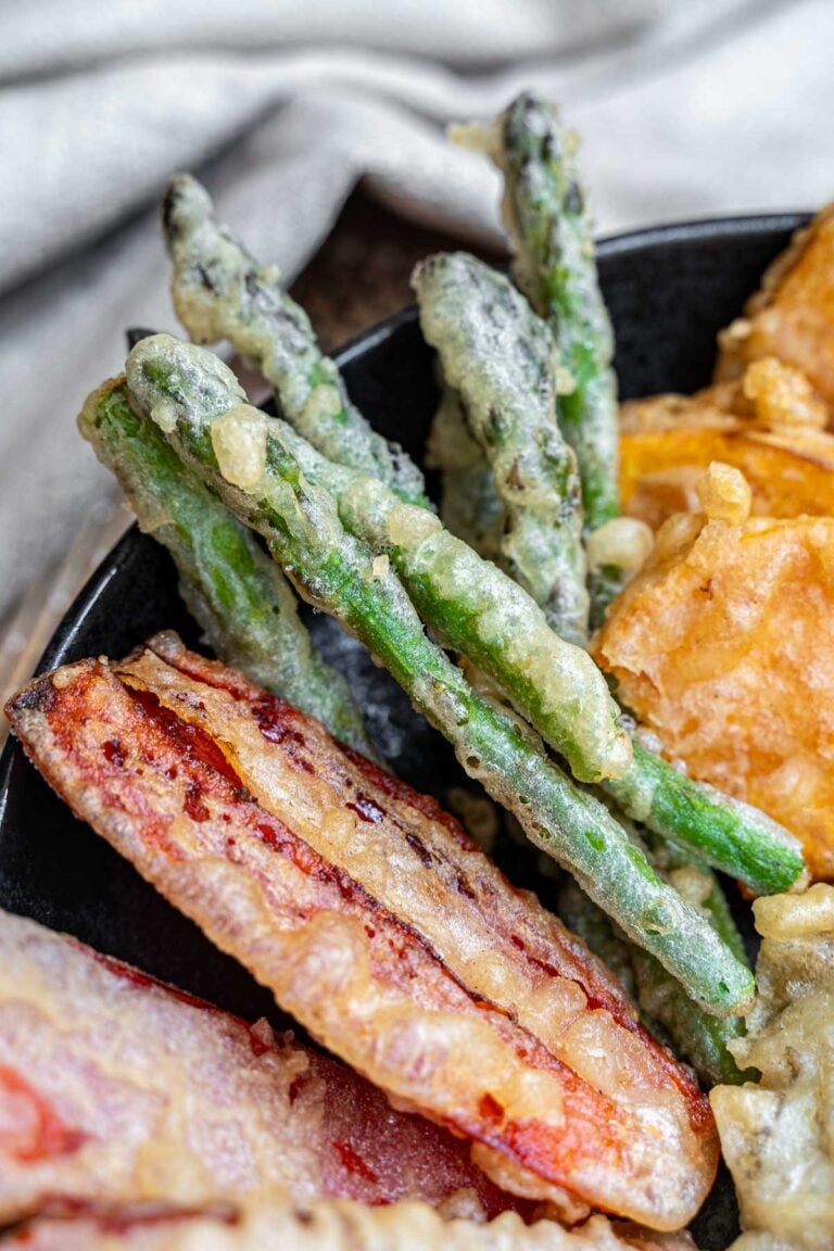 Mixed Vegetable Tempura with Homemade Dipping Sauce - Six Hungry Feet