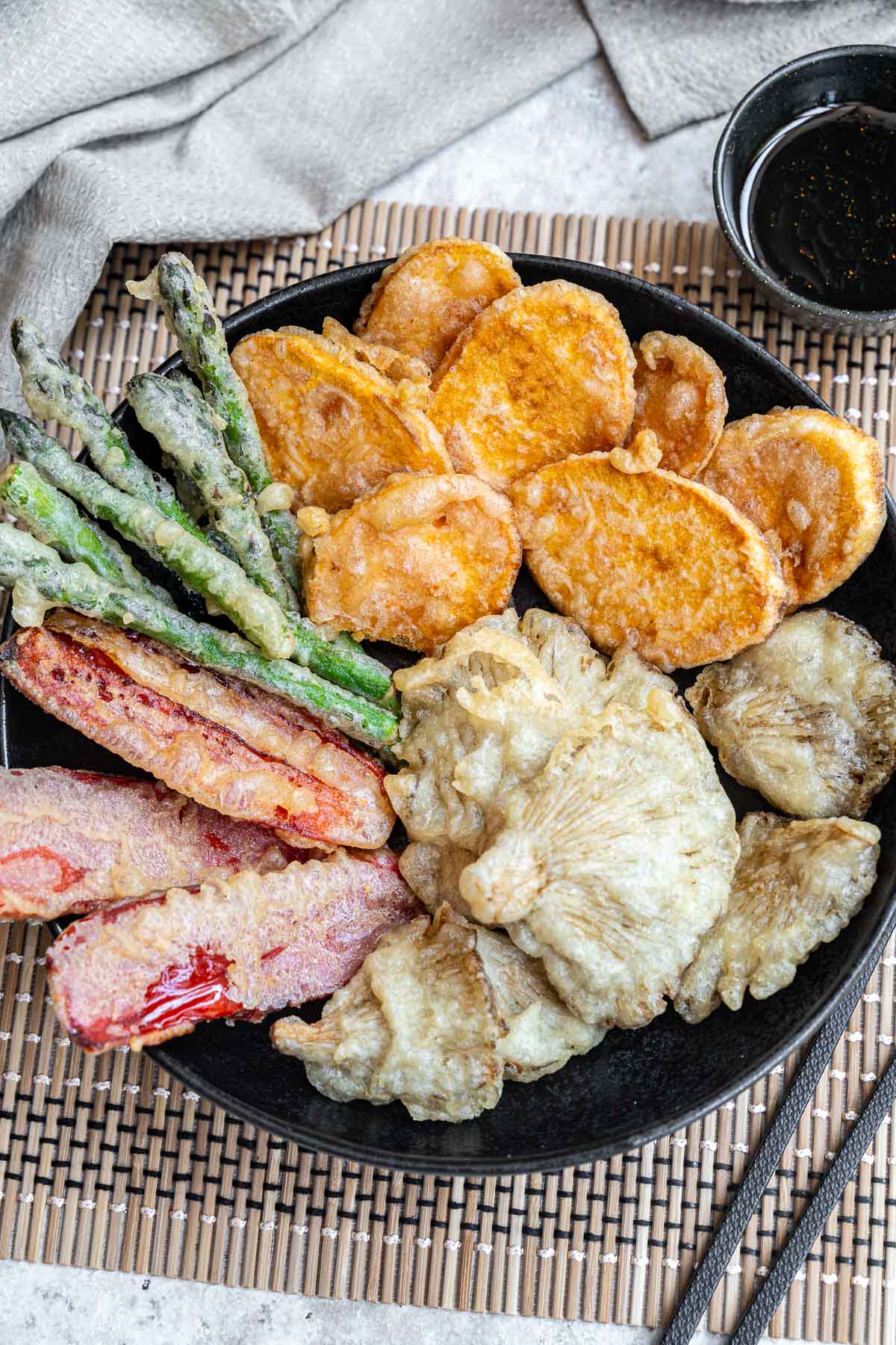 Mixed Vegetable Tempura with Homemade Dipping Sauce - Six Hungry Feet
